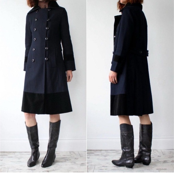 Chloe | Jackets & Coats | Chloe Dark Blue And Black Pea Coat | Poshmark